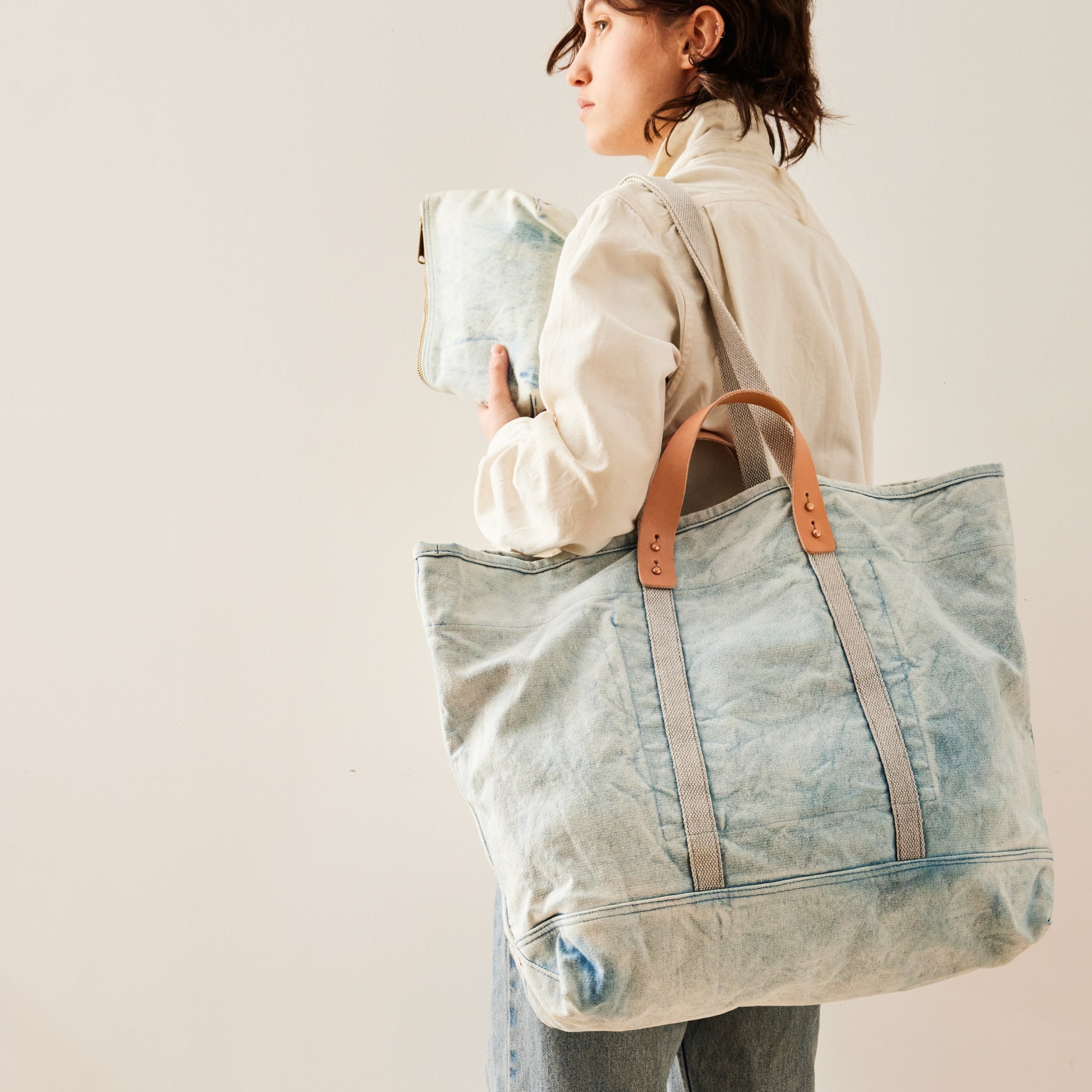 Large East West Tote | Acid Wash – IMMODEST COTTON